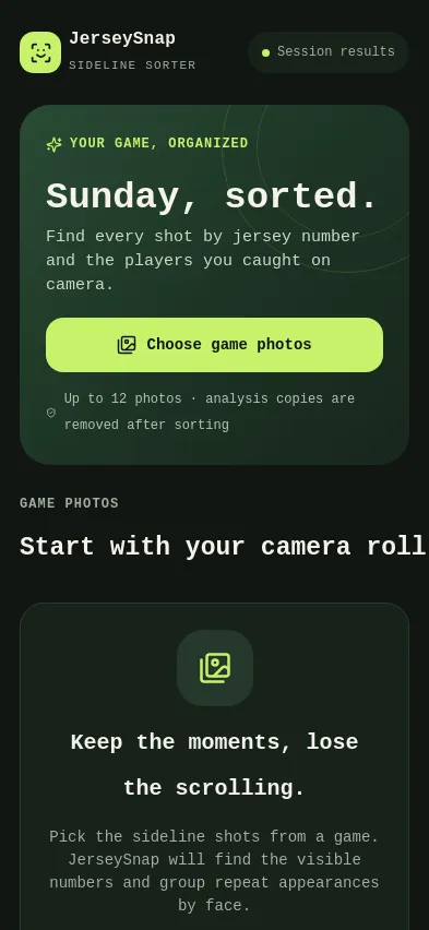 JerseySnap Sorter