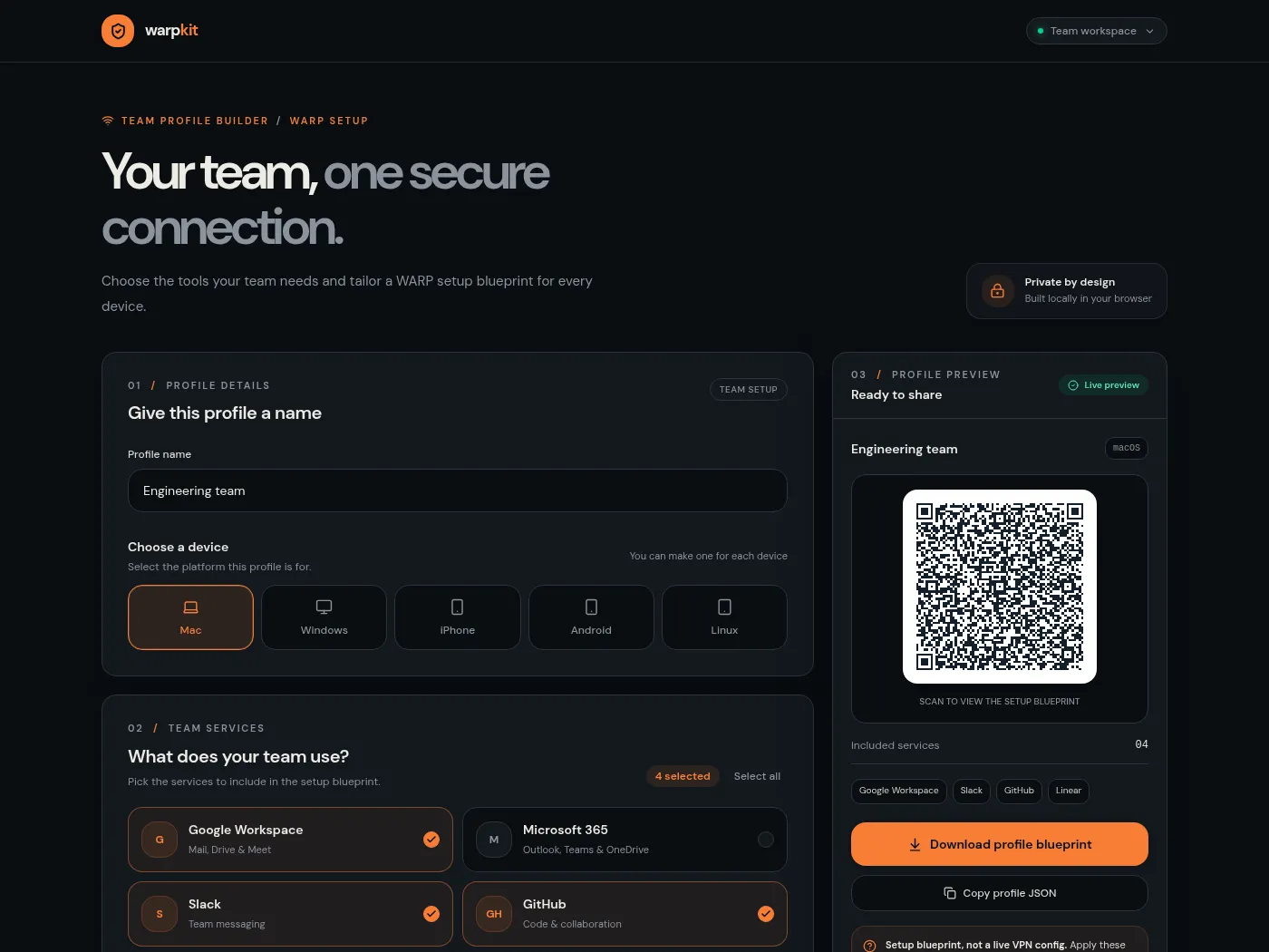 Team WARP Configurator
