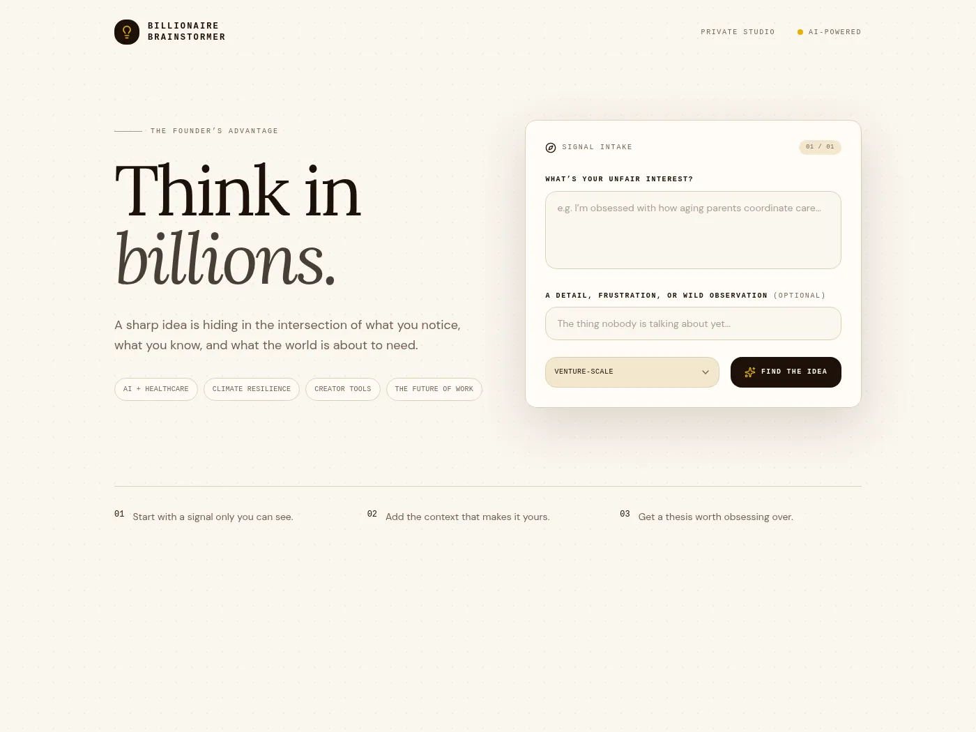 Billionaire Brainstormer