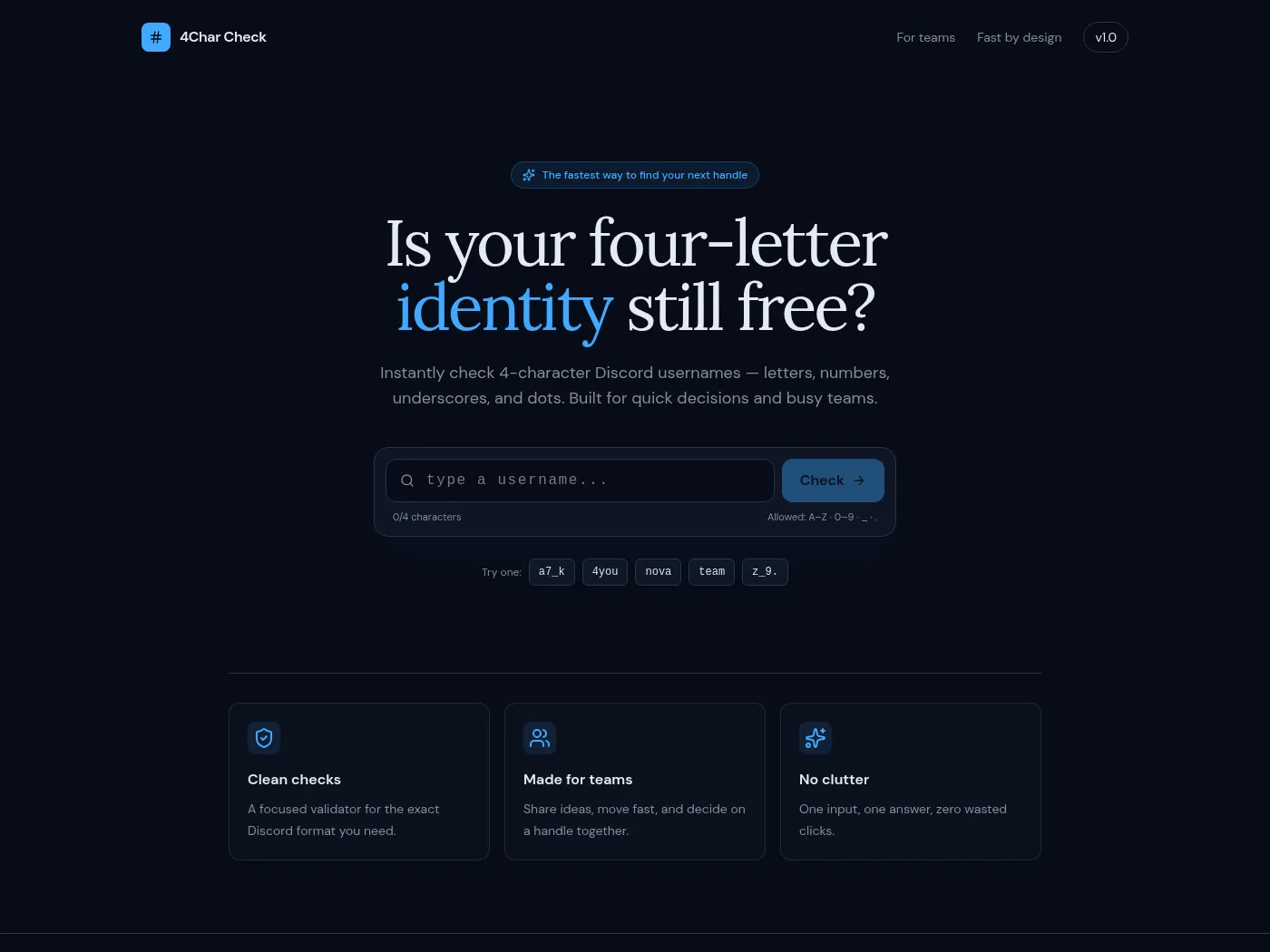 Discord 4Char Checker