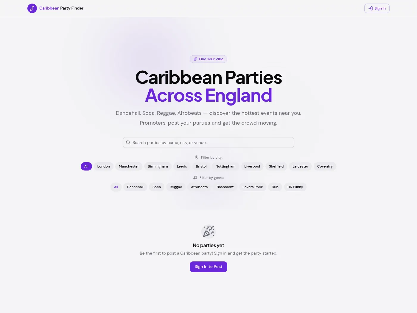 Caribbean Party Finder