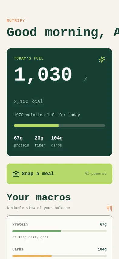 Nutrify Camera Tracker