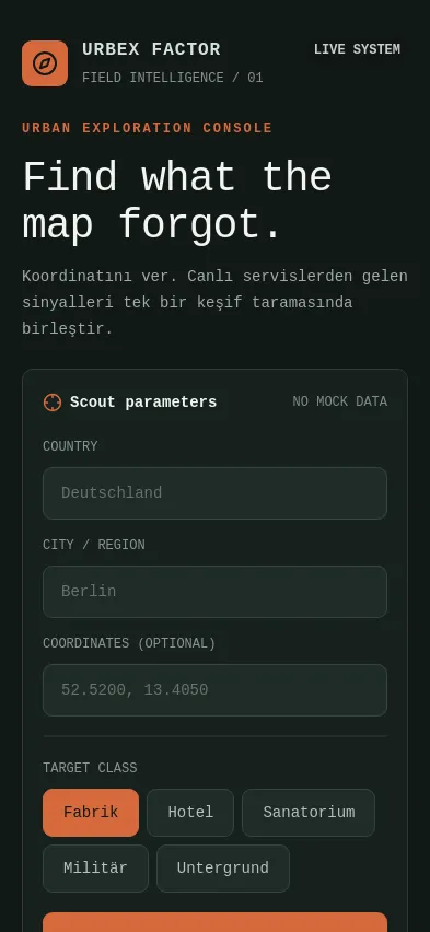 UrbexFactor Explorer
