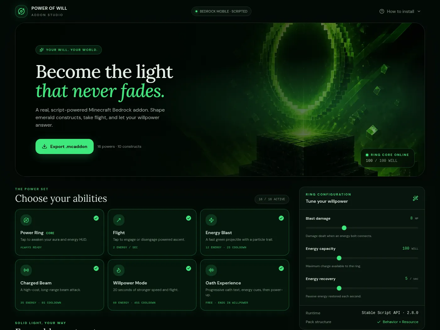 Green Lantern Bedrock Addon