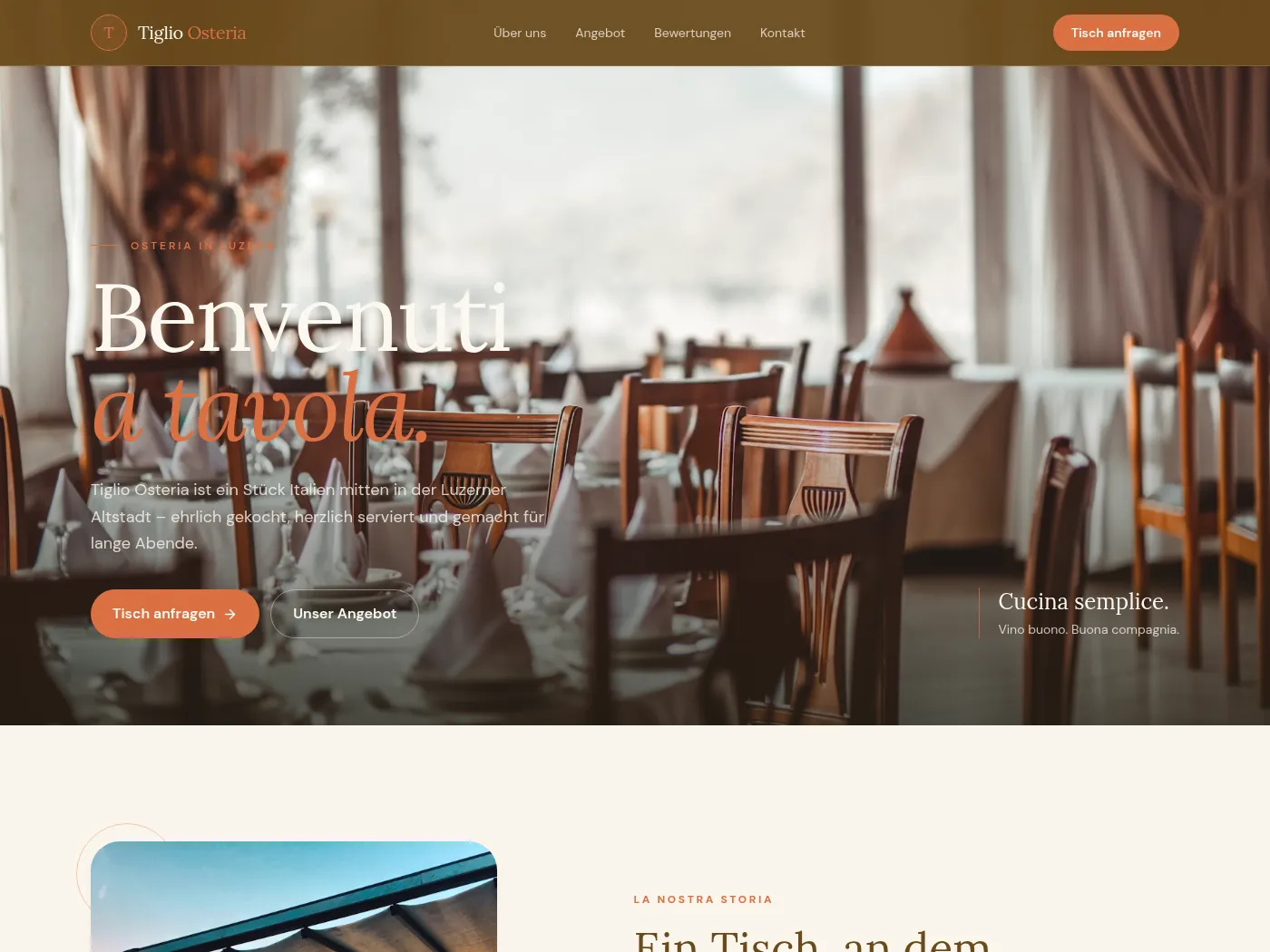 Tiglio Osteria Webpage