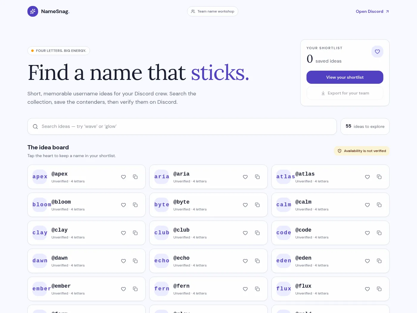 NameSnag Discord Finder