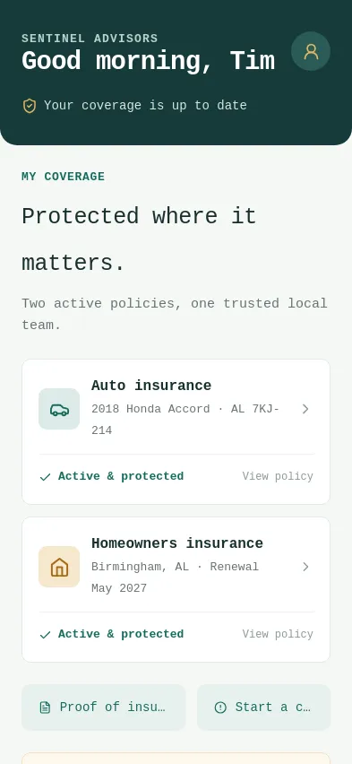 Sentinel Advisors Insurance App