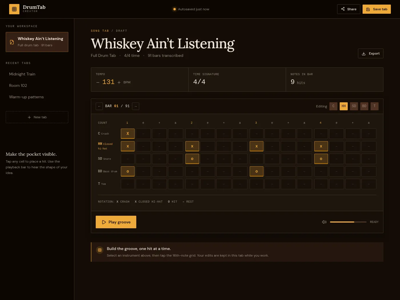 DrumTab Creator