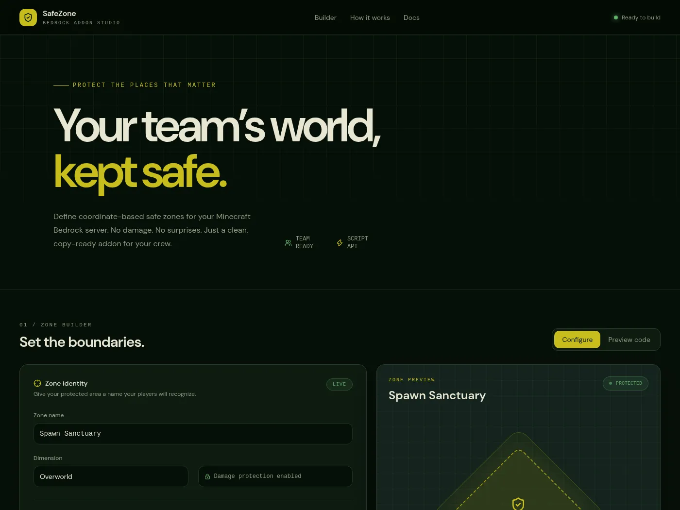 SafeZone Minecraft Addon