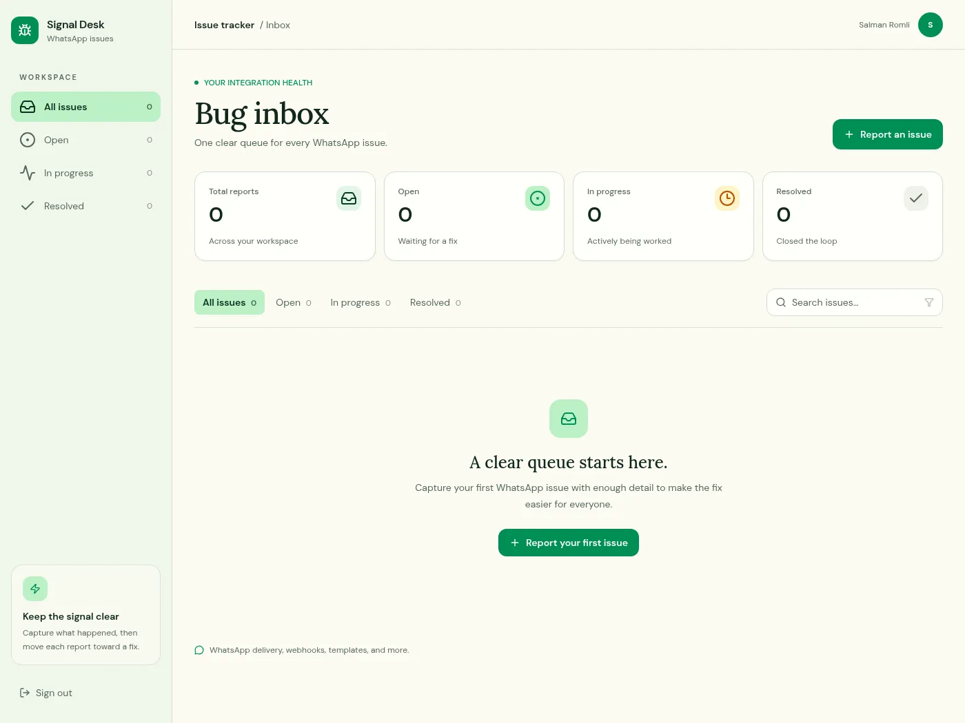 WhatsApp Bug Tracker