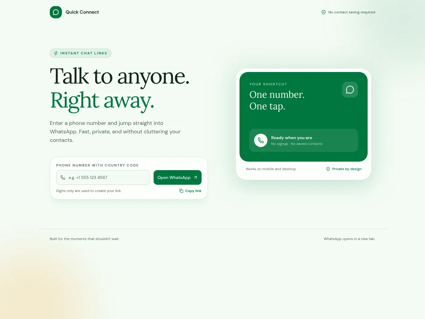 WhatsApp Quick Connect