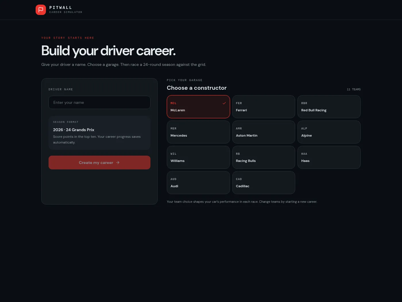 F1 Career Simulator
