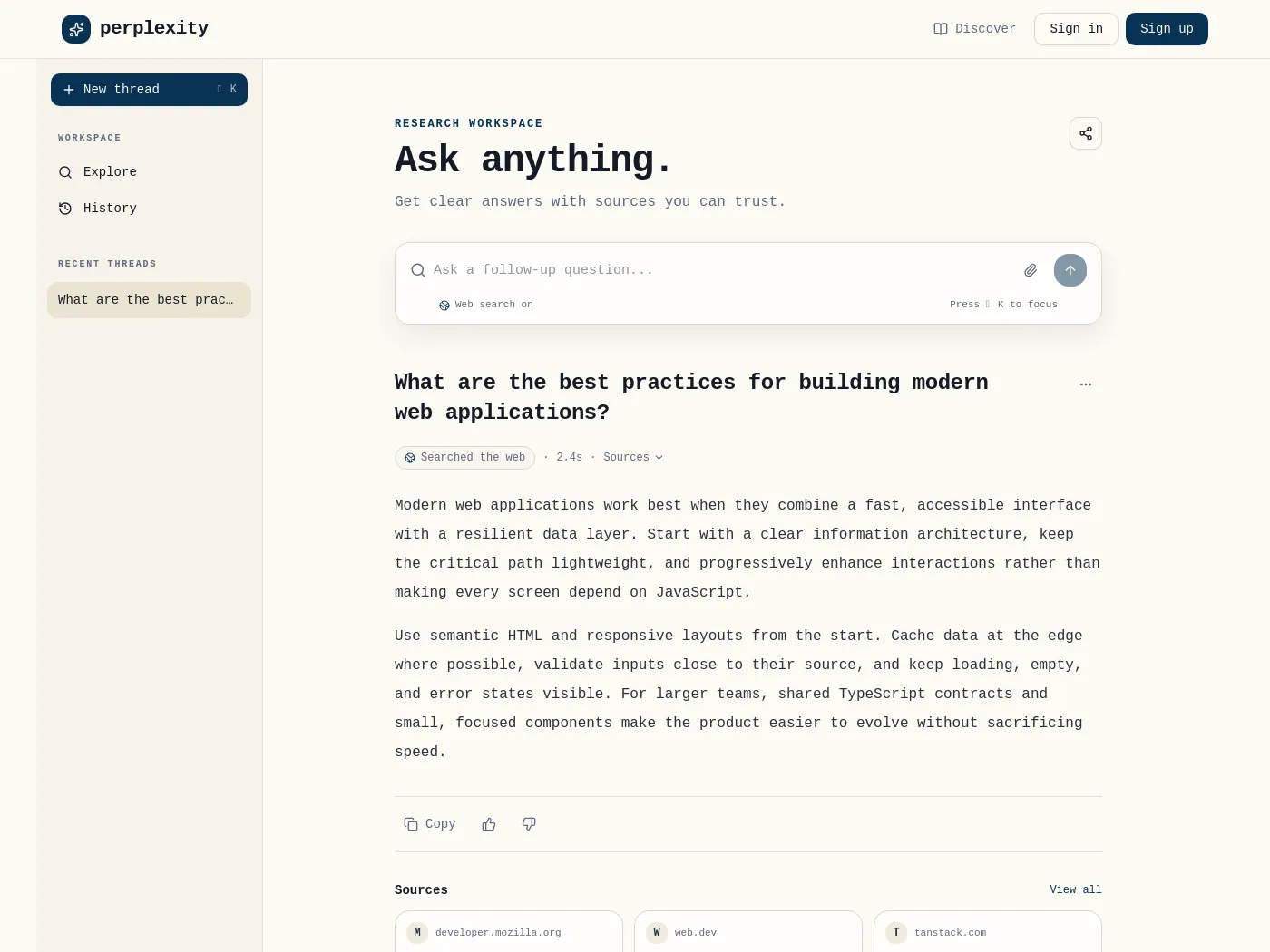 Perplexity Chat Clone
