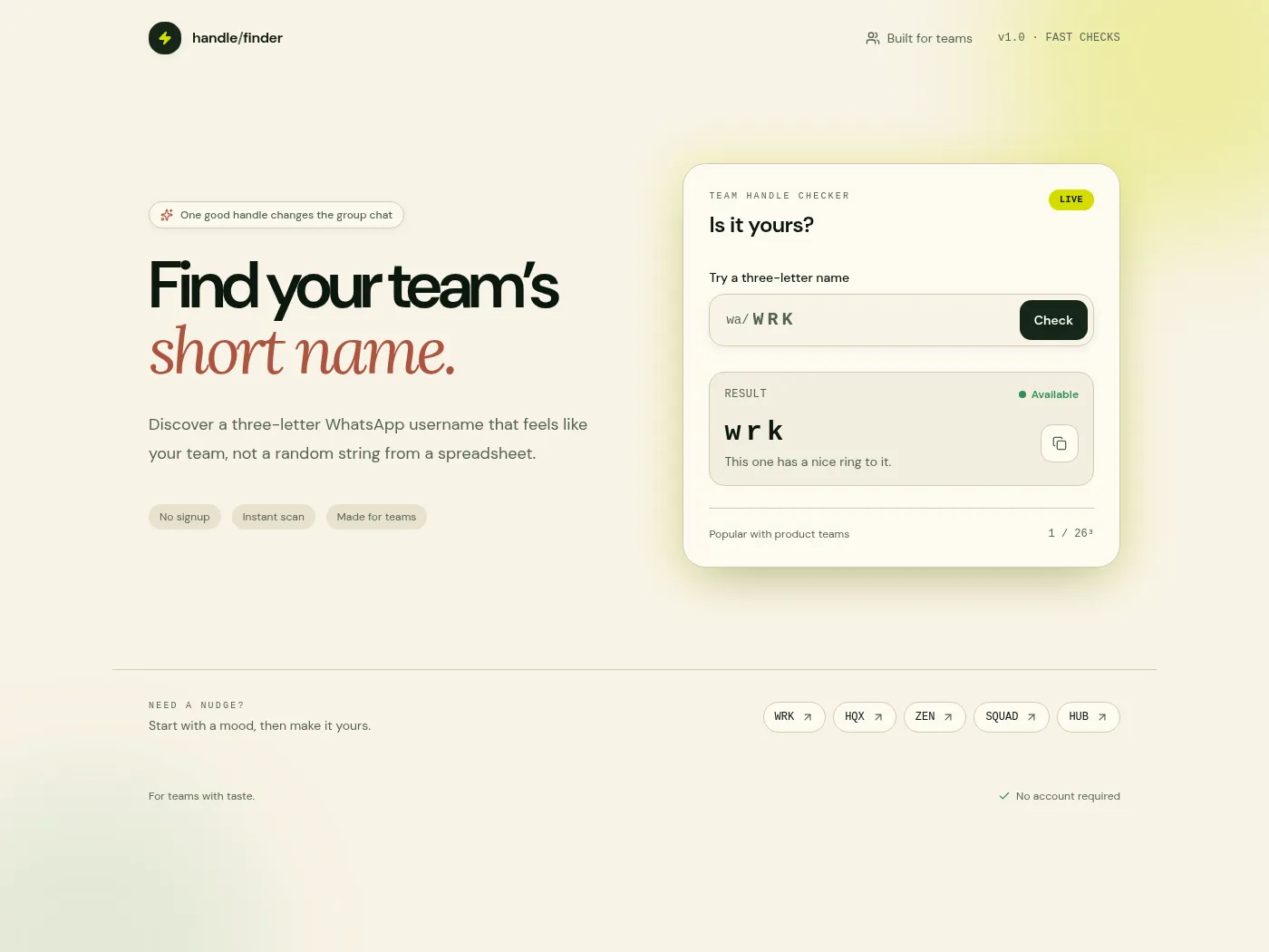 Team WhatsApp Handle Finder