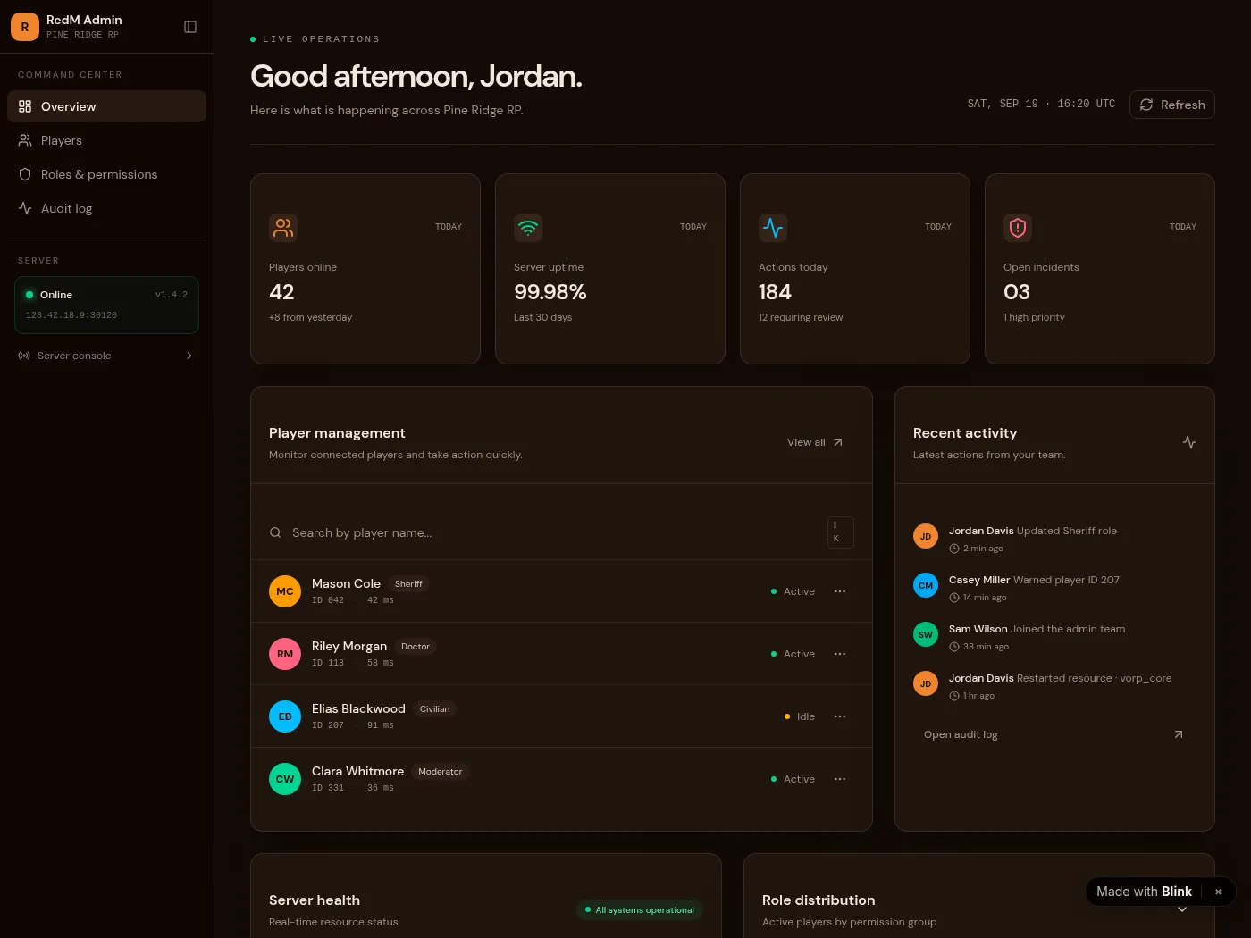 RedM Admin Dashboard