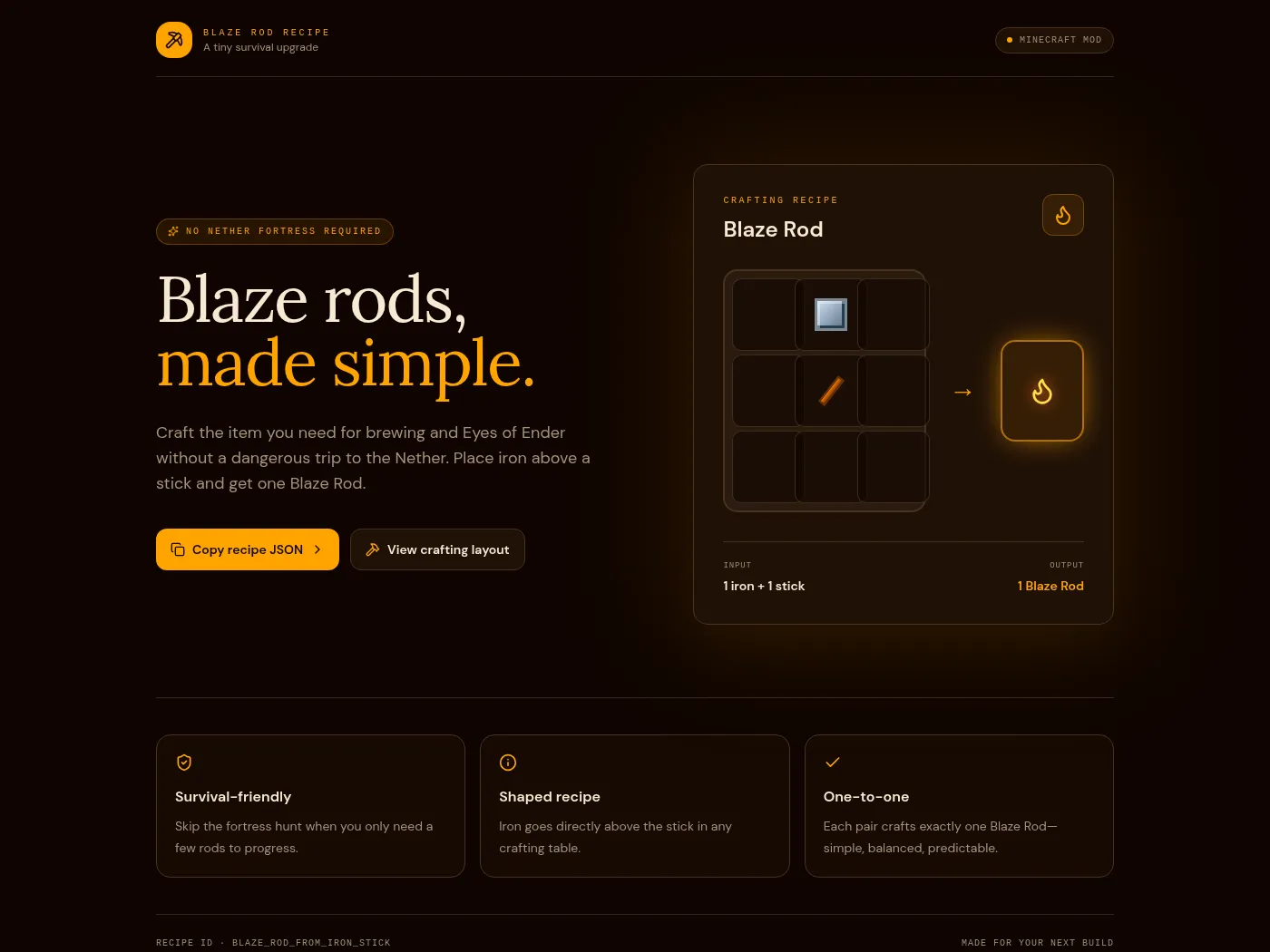 Blaze Rod Recipe Mod