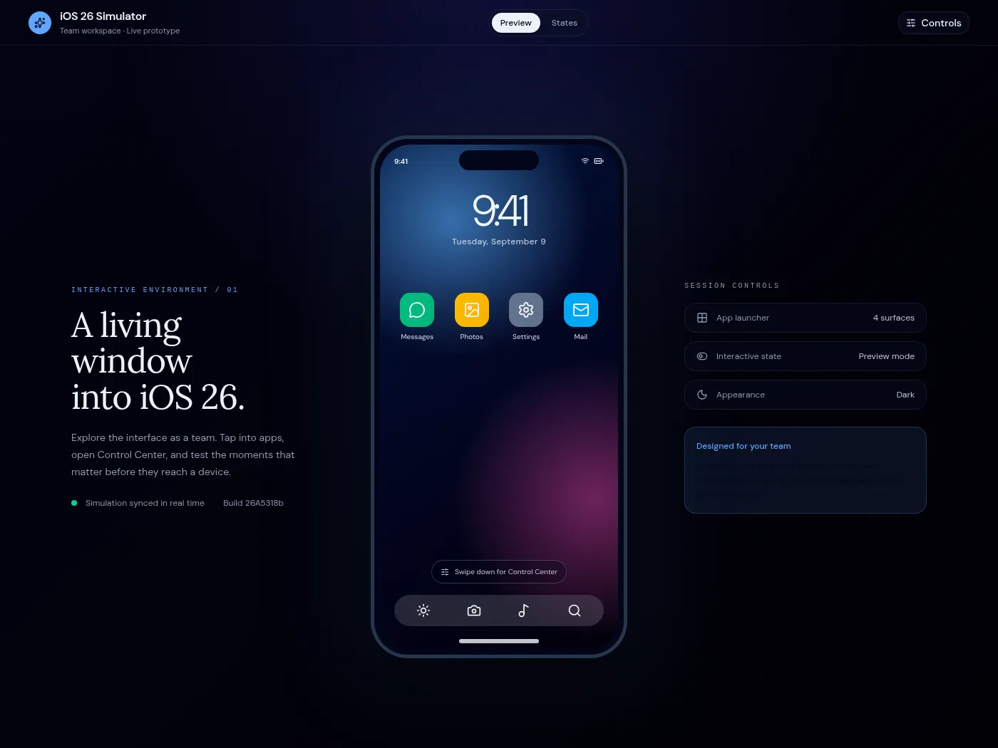 iOS 26 UI Simulator
