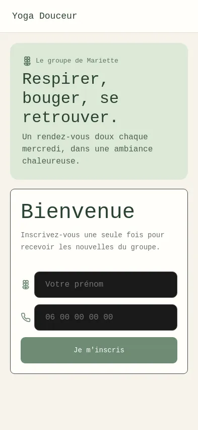 Yoga Group RSVP App