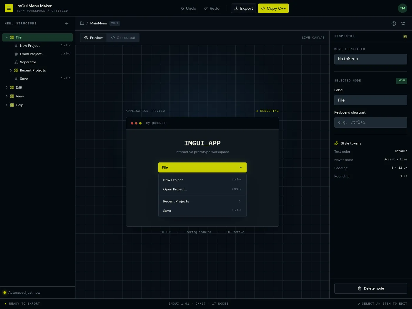 ImGui Menu Maker