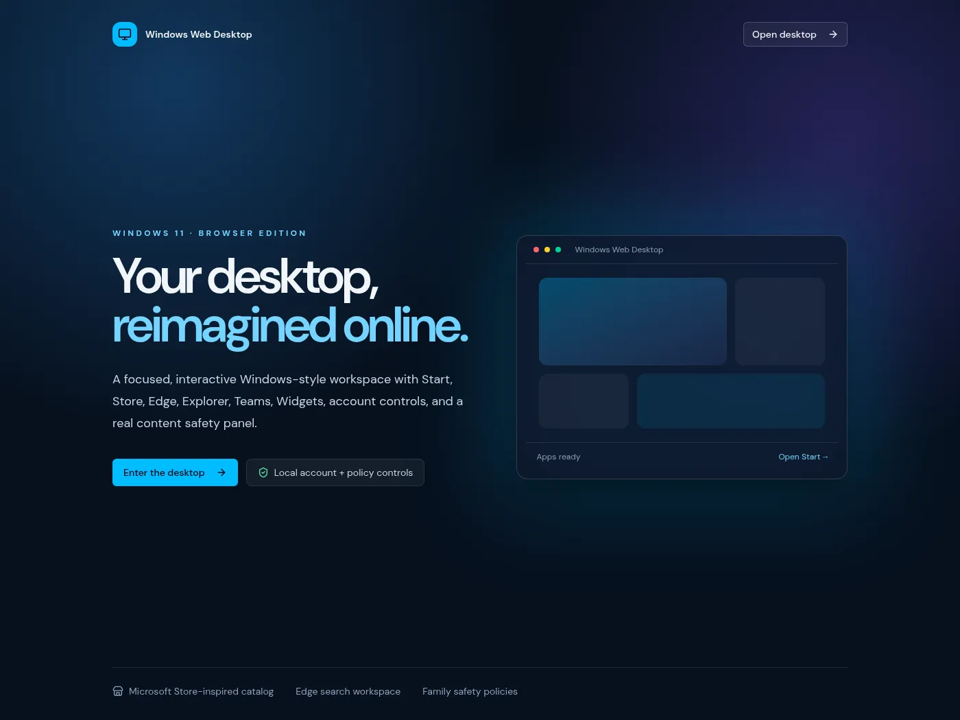 Win11 Web Desktop Sim