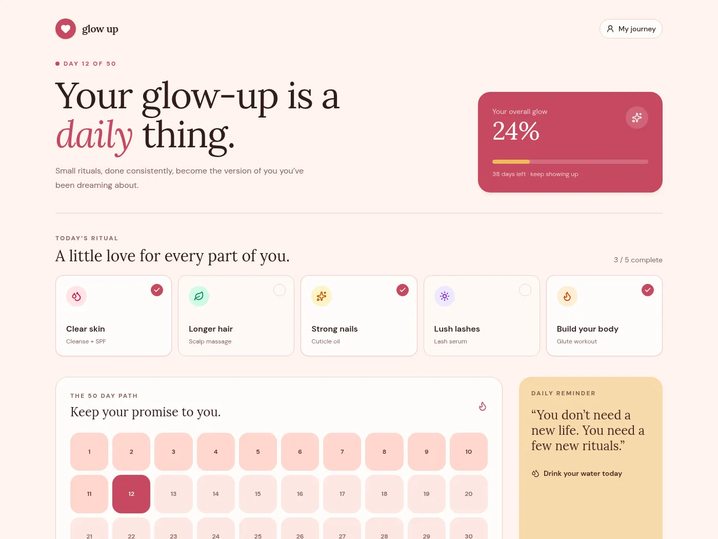 50 Day Glow Up Tracker