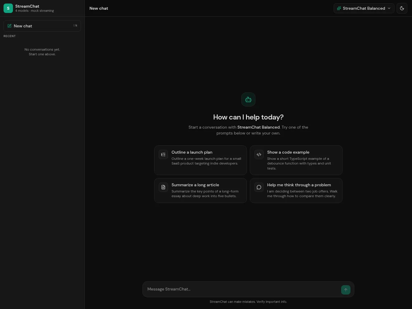 StreamChat AI Interface