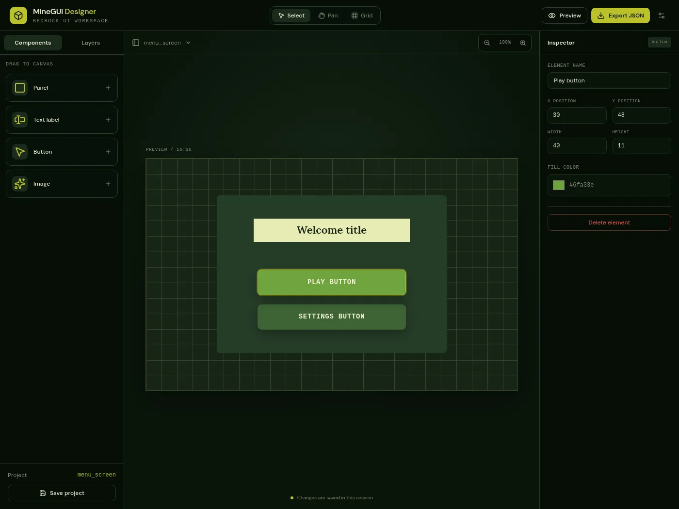 MineGUI Designer
