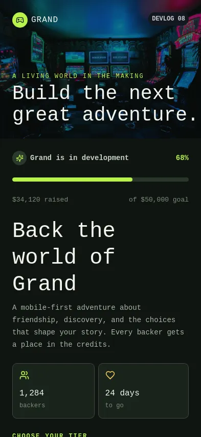 Grand Game Backer