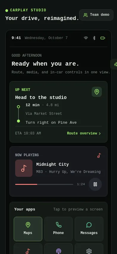 Simulated CarPlay Studio