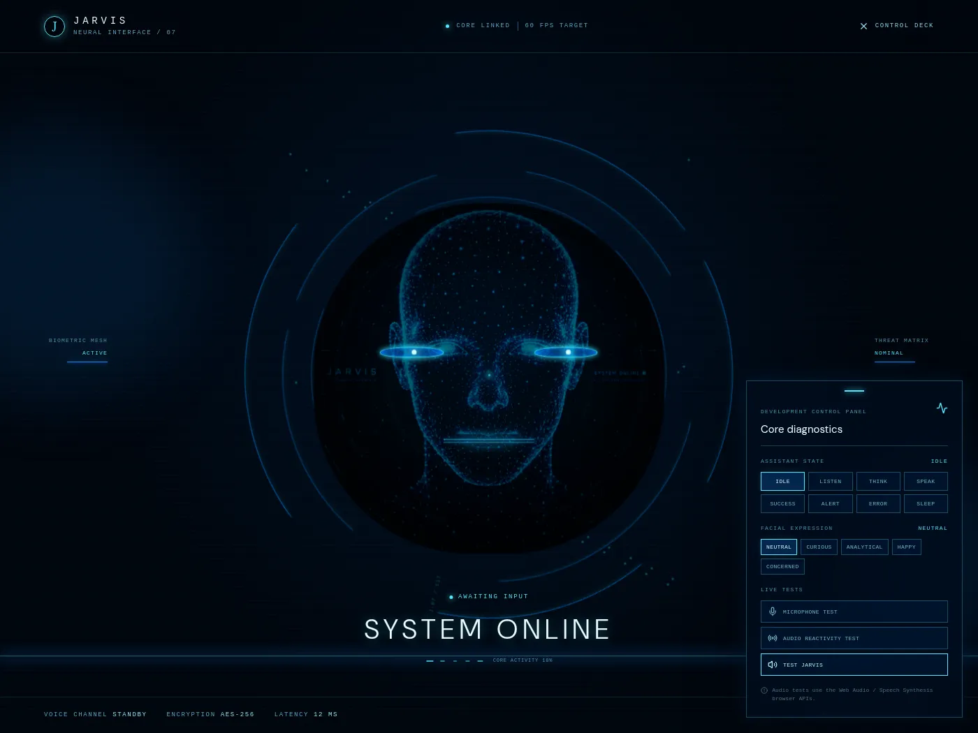 JARVIS AI Holographic Core