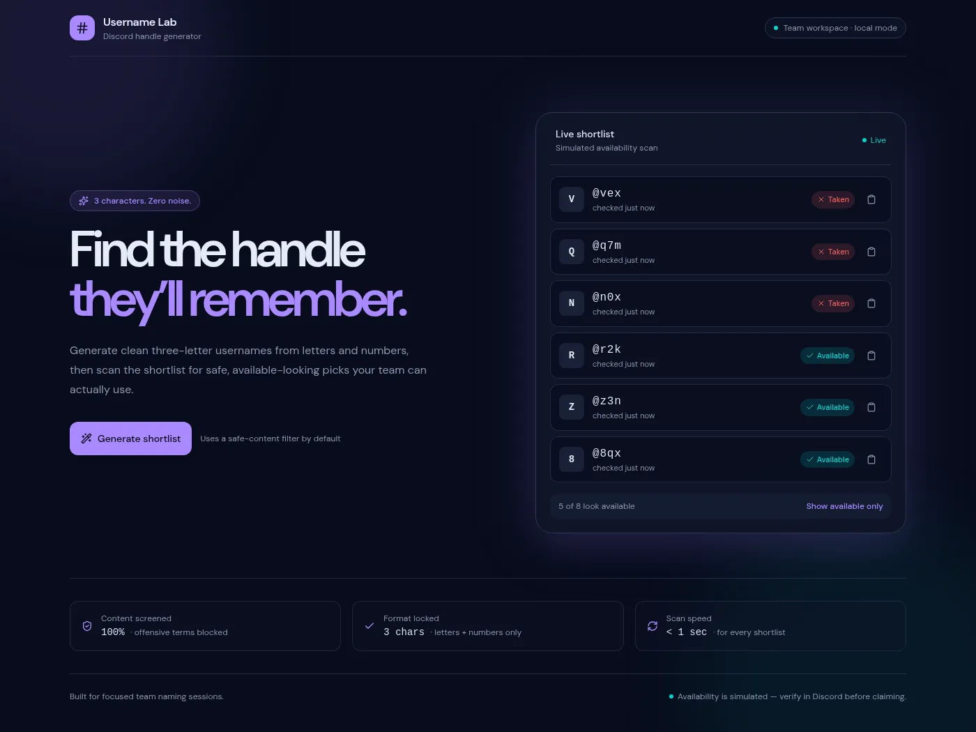 Discord 3-Letter Finder