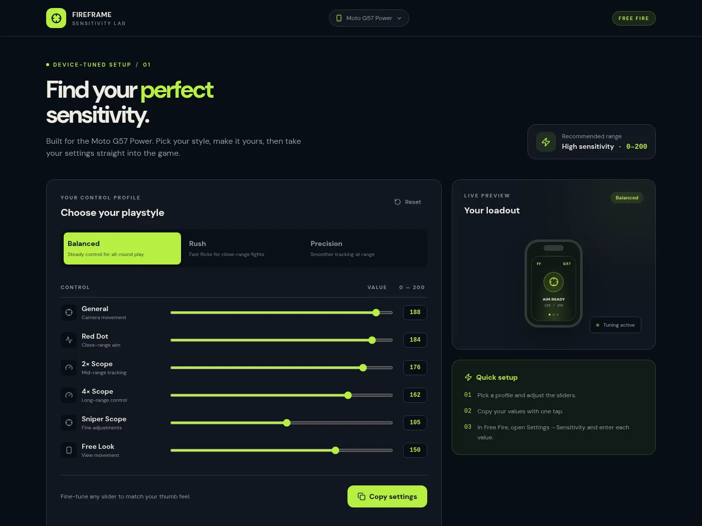 FF Sensitivity Optimizer