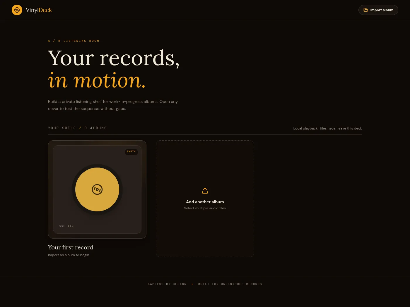 VinylDeck Music Player