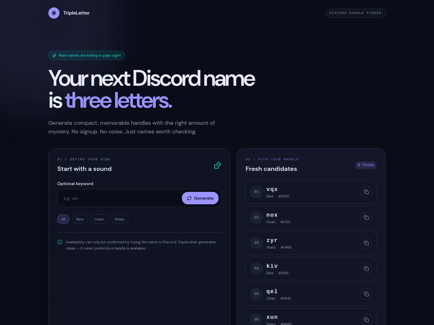 TripleLetter Discord Finder