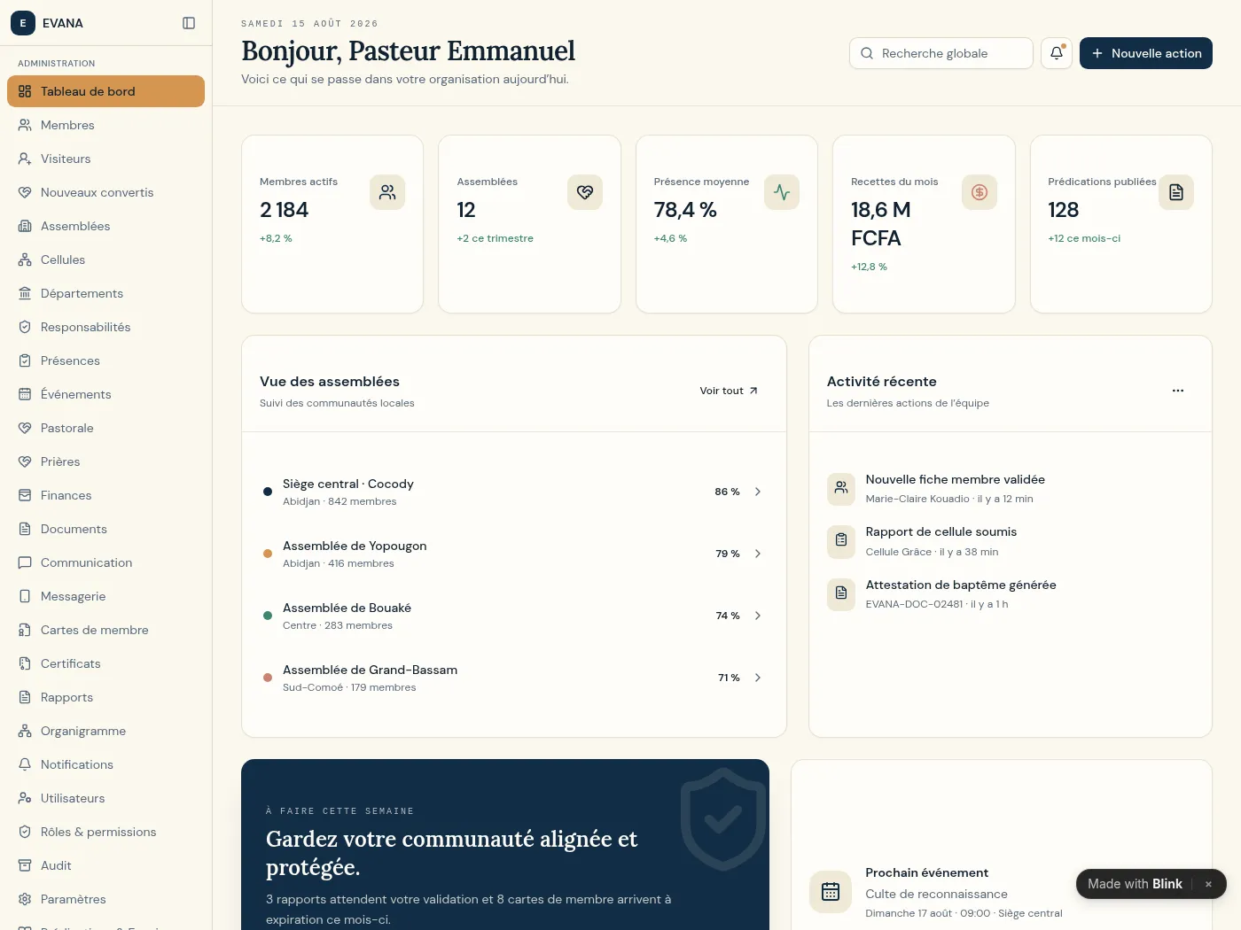 EVANA Church Admin Platform