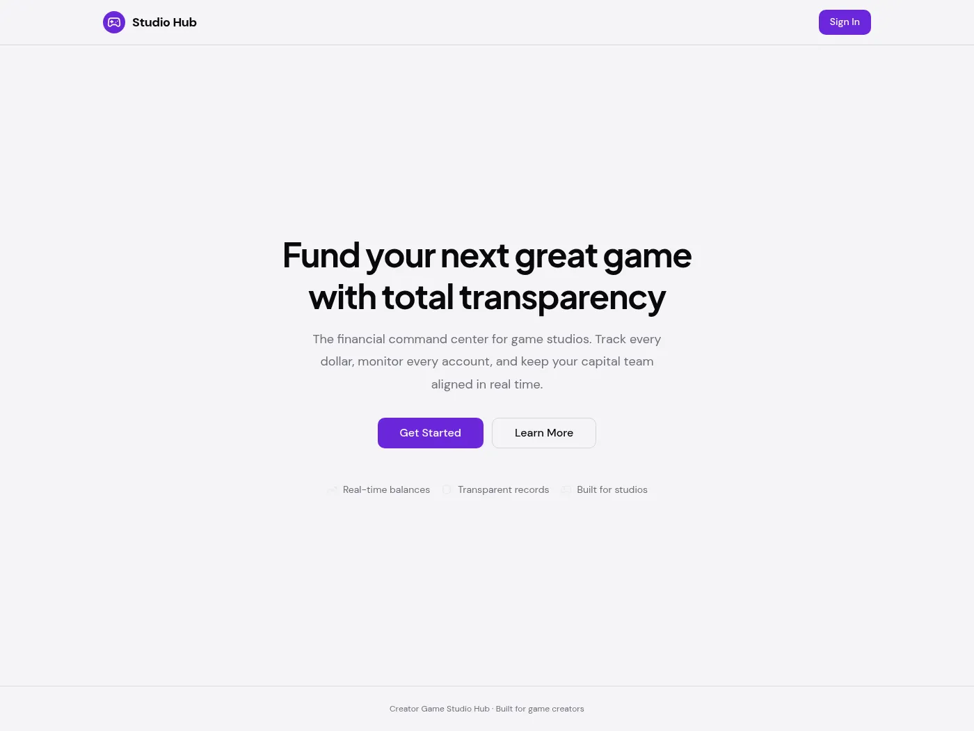Creator Game Studio Hub