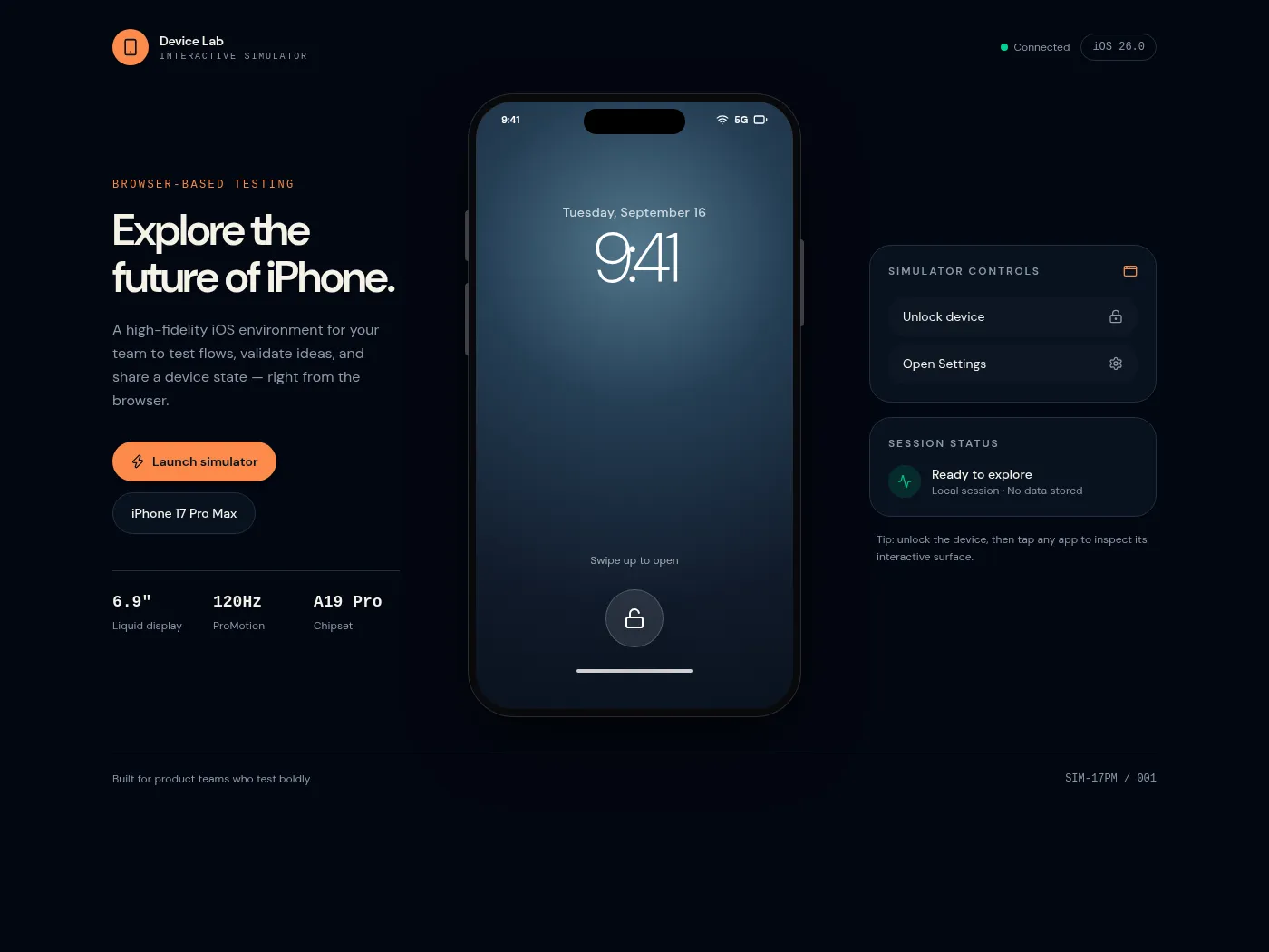 iPhone 17 Pro Max Simulator