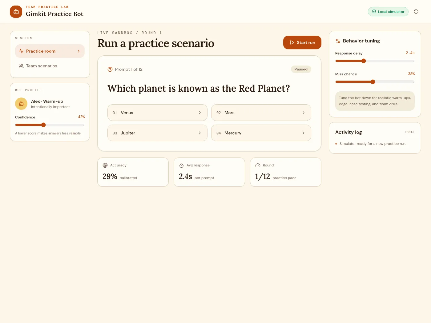 Gimkit Practice Bot