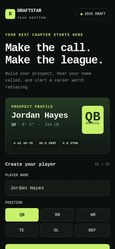 DraftStar Football Simulator