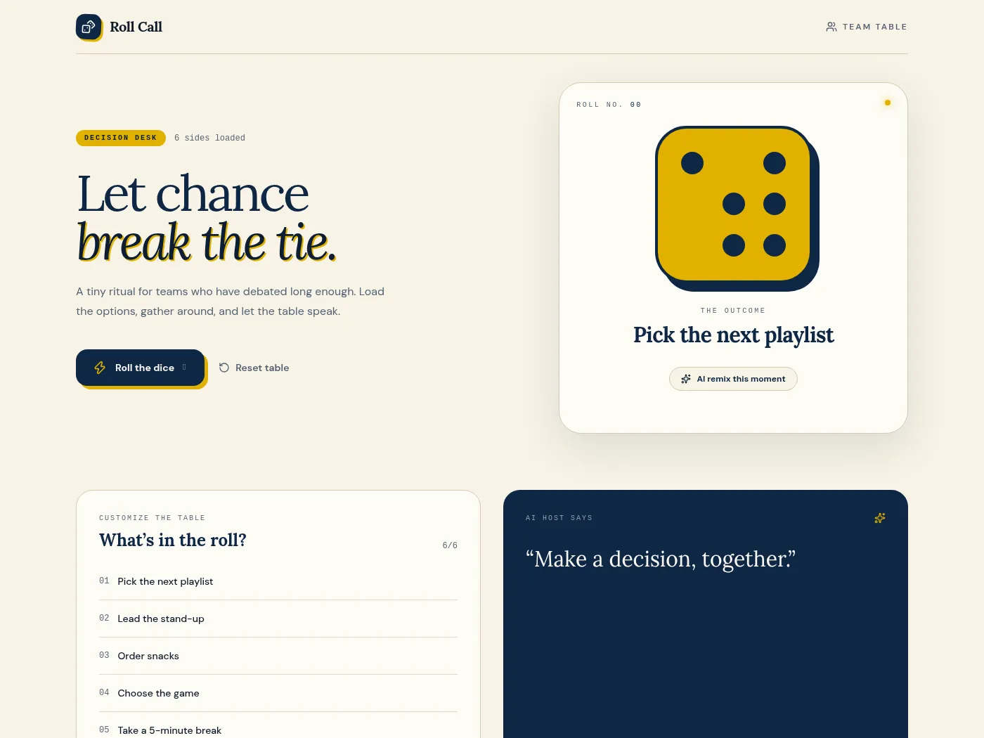Playful AI Dice Roller