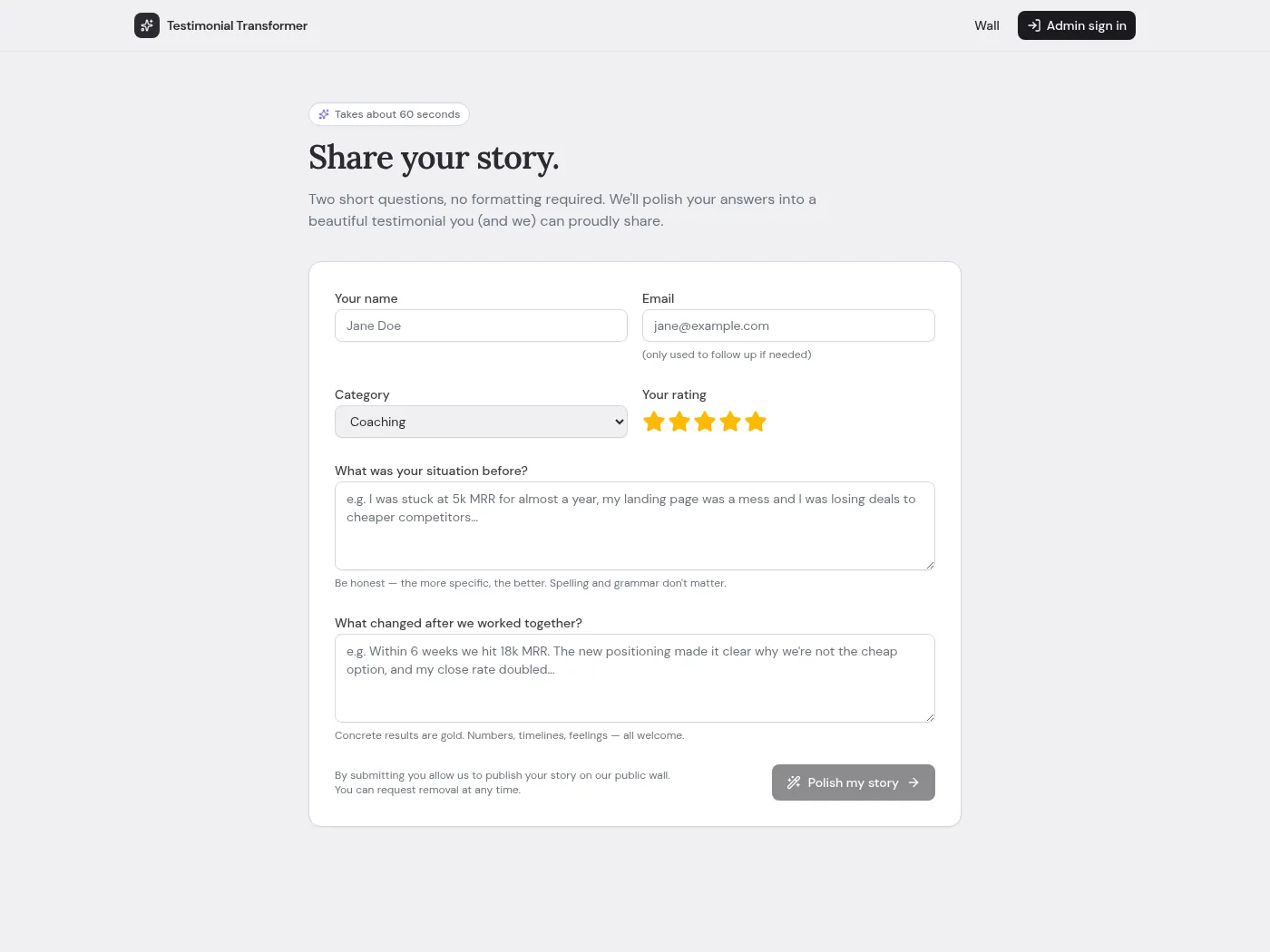 Testimonial Transformer