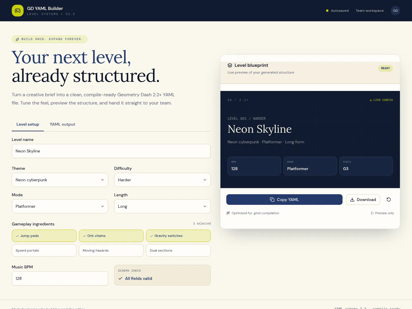 GD YAML Level Builder