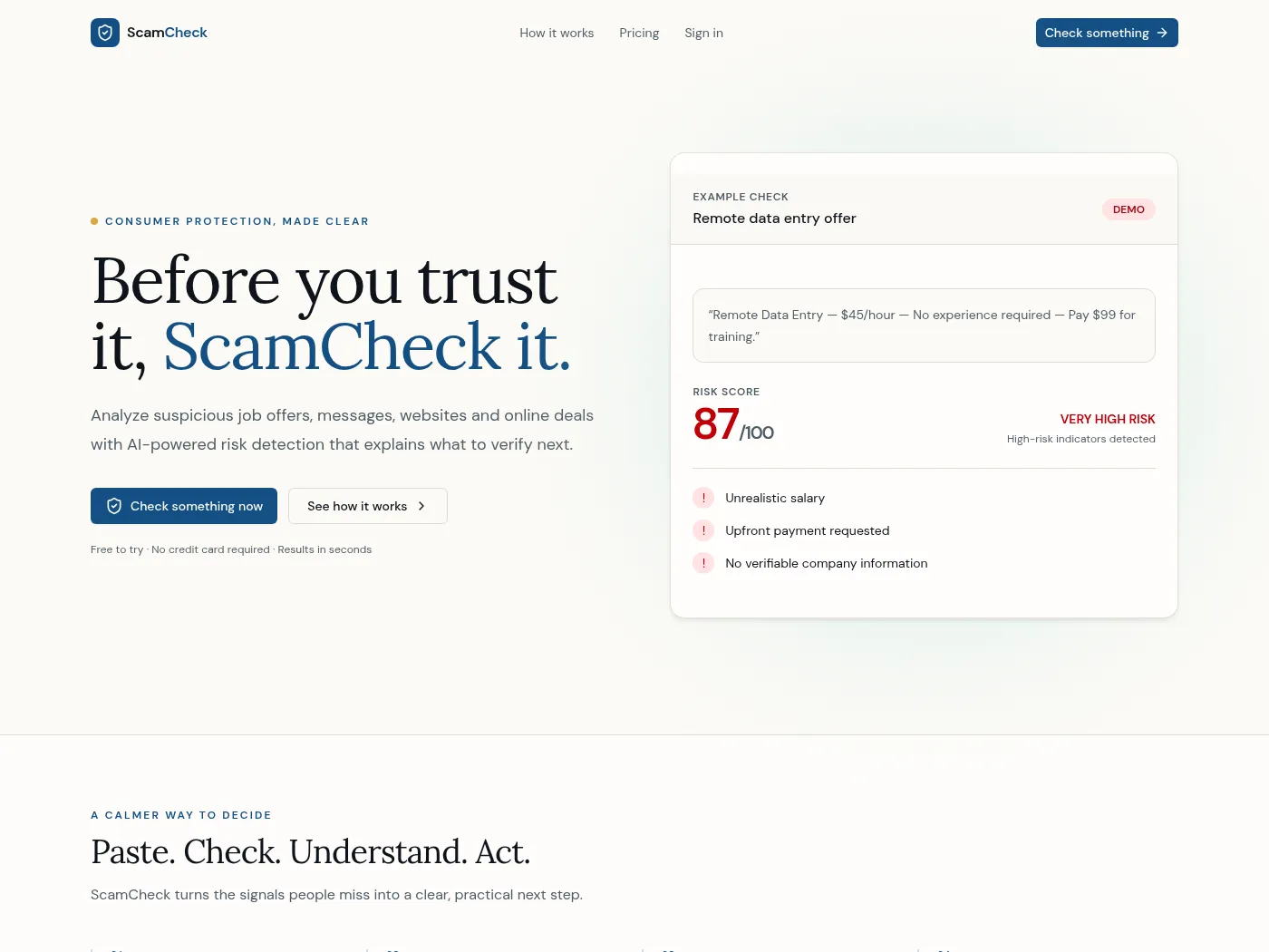 ScamCheck AI SaaS