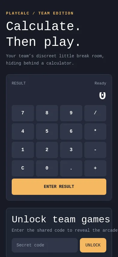 PlayCalc Secret Games