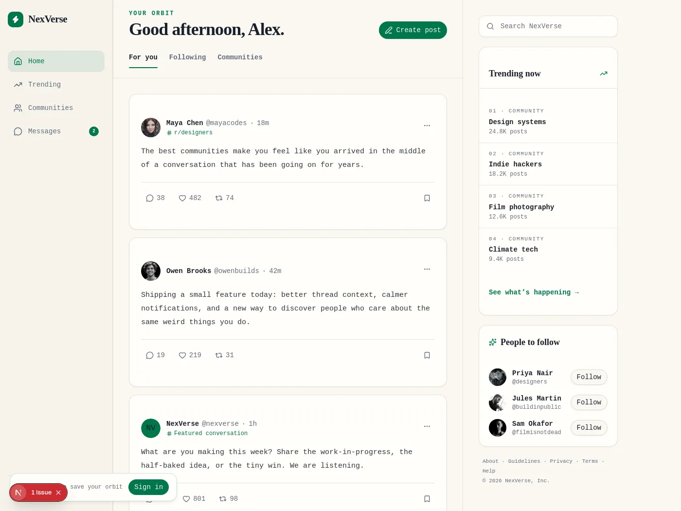 NexVerse Social Platform
