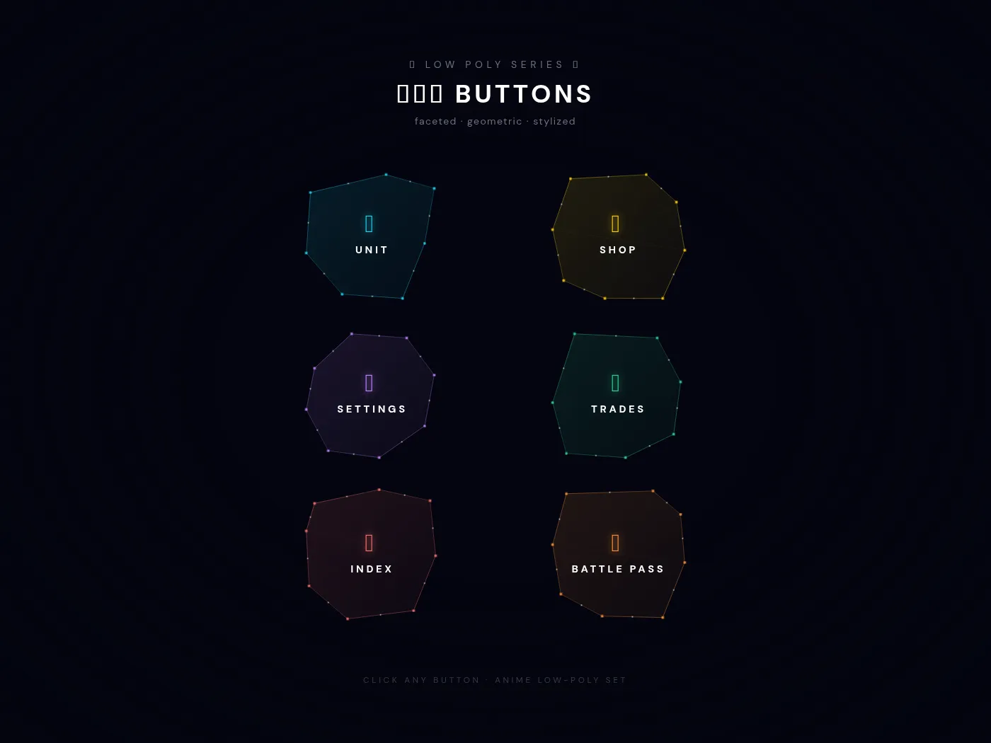 Anime Low Poly Button Set