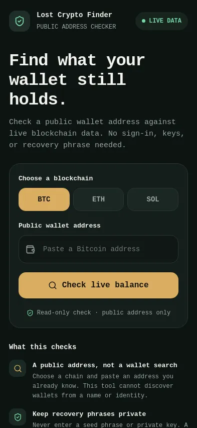 Lost Crypto Finder
