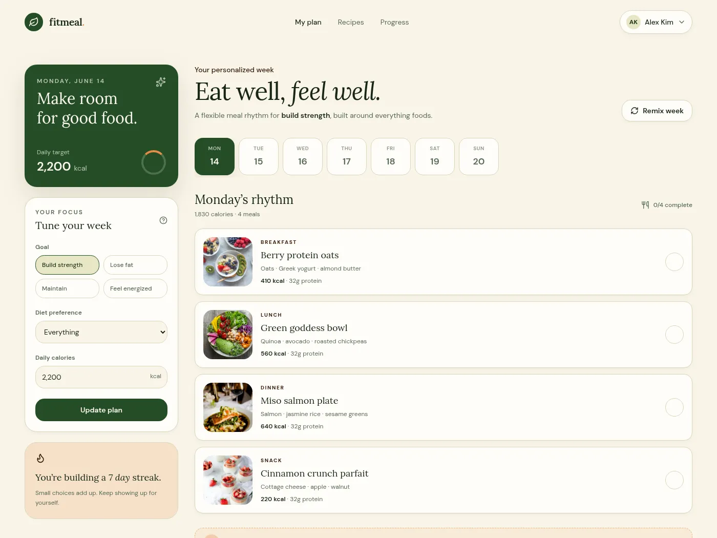 FitMeal Planner