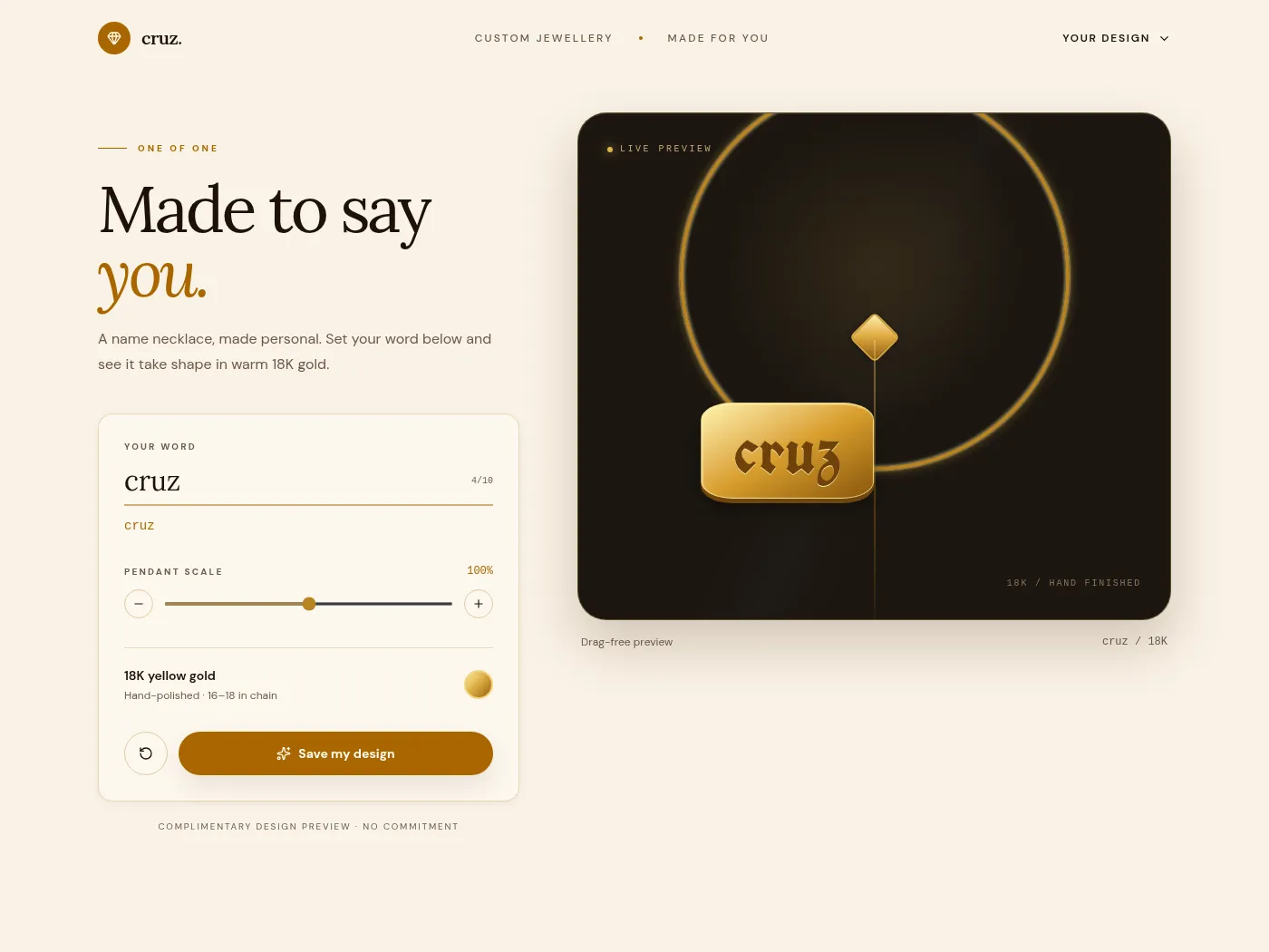 Cruz Gold Necklace Designer