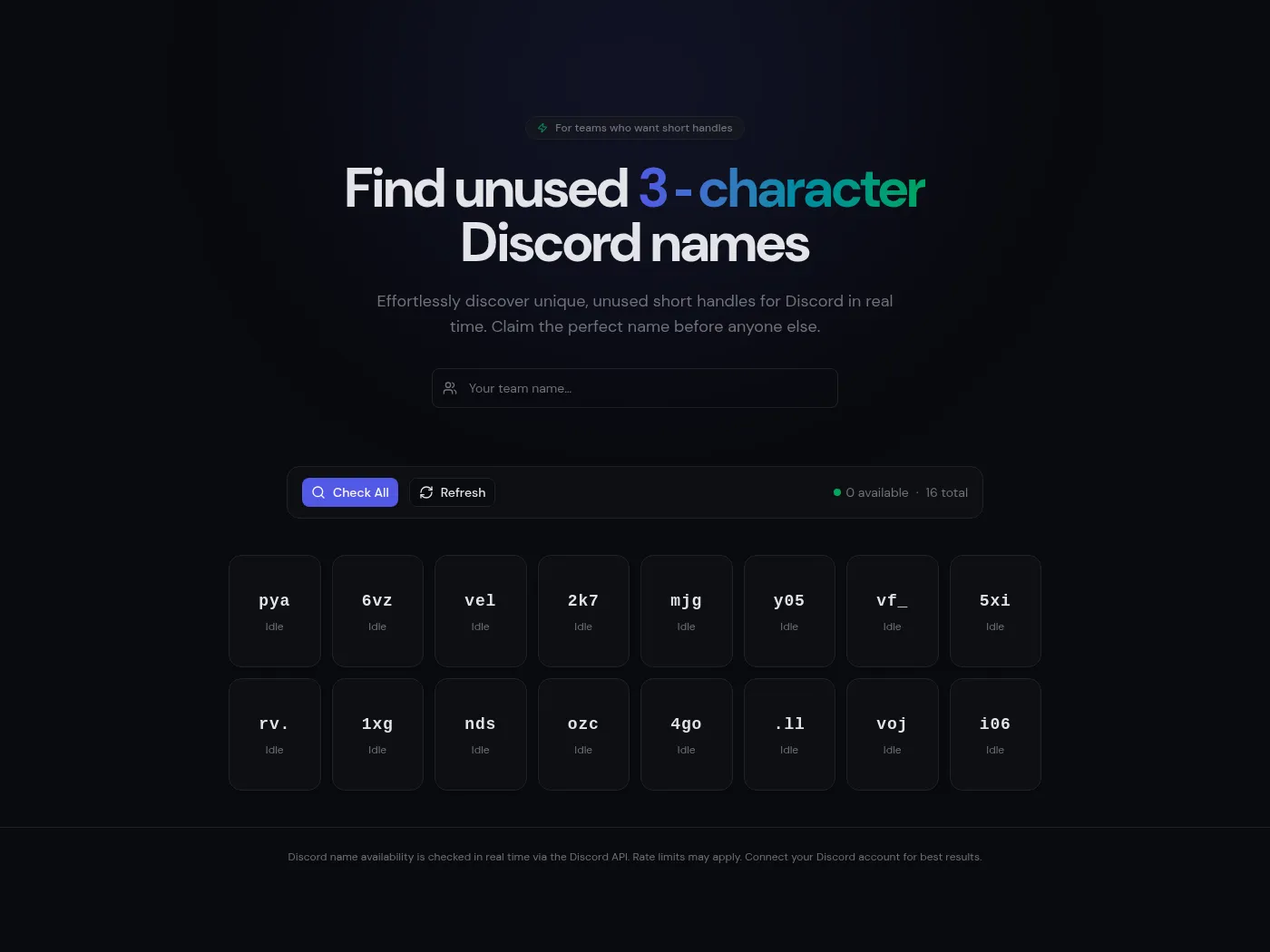 Discord Shortname Finder